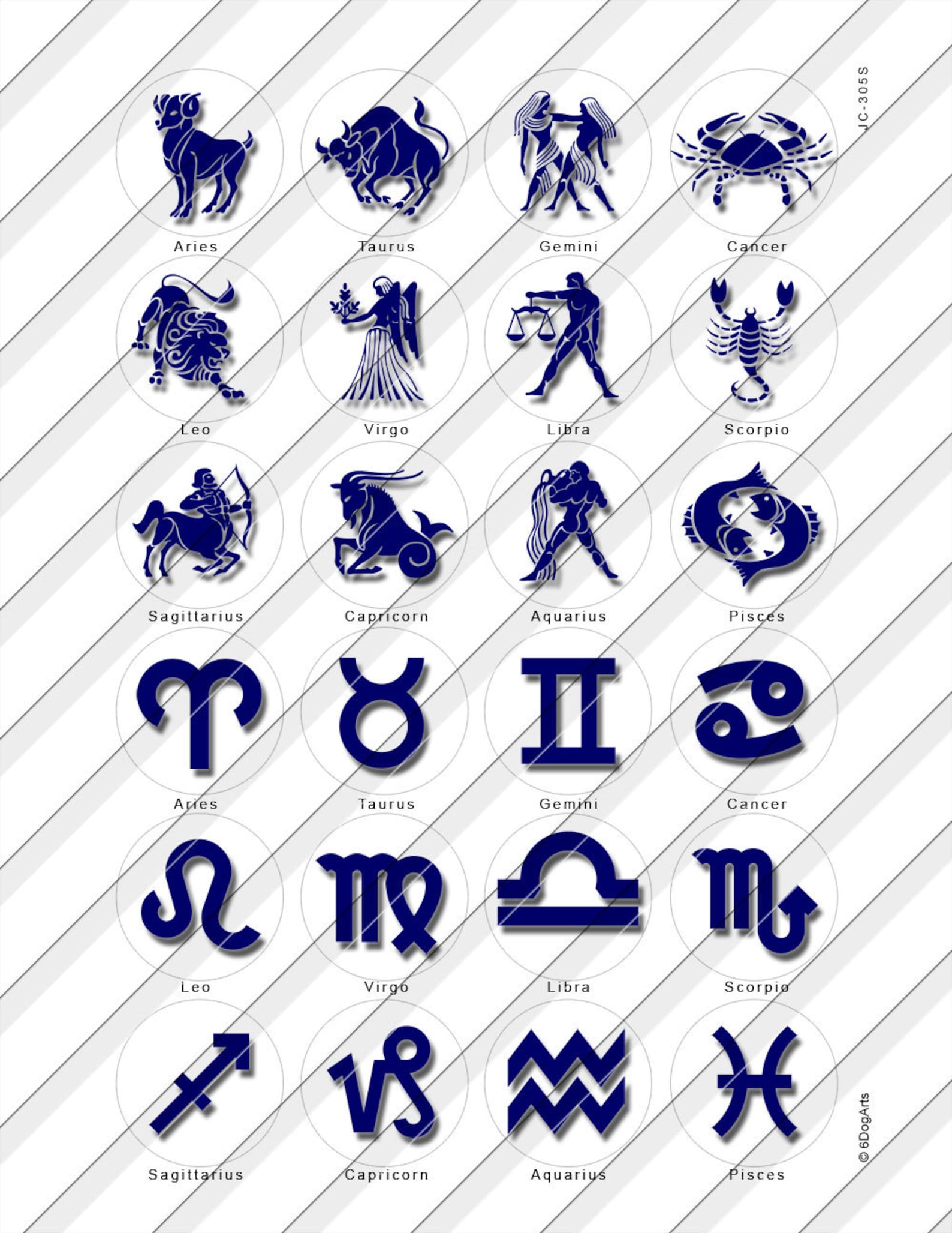 Zodiac Signs Digital Collage Sheets Printable Download Mini - Etsy