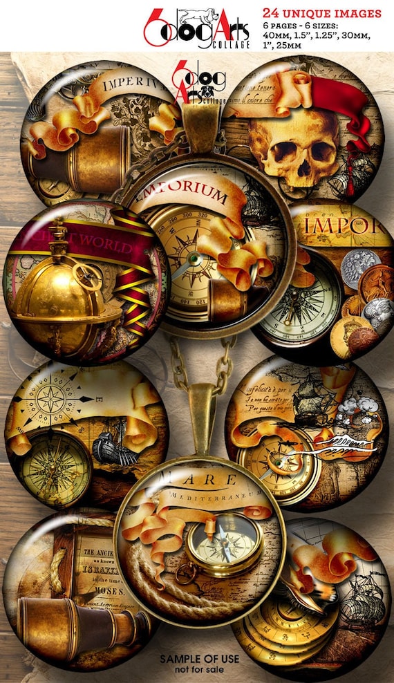 Old Compass Digital Collage Sheets Printable Downloads Bottle - Etsy