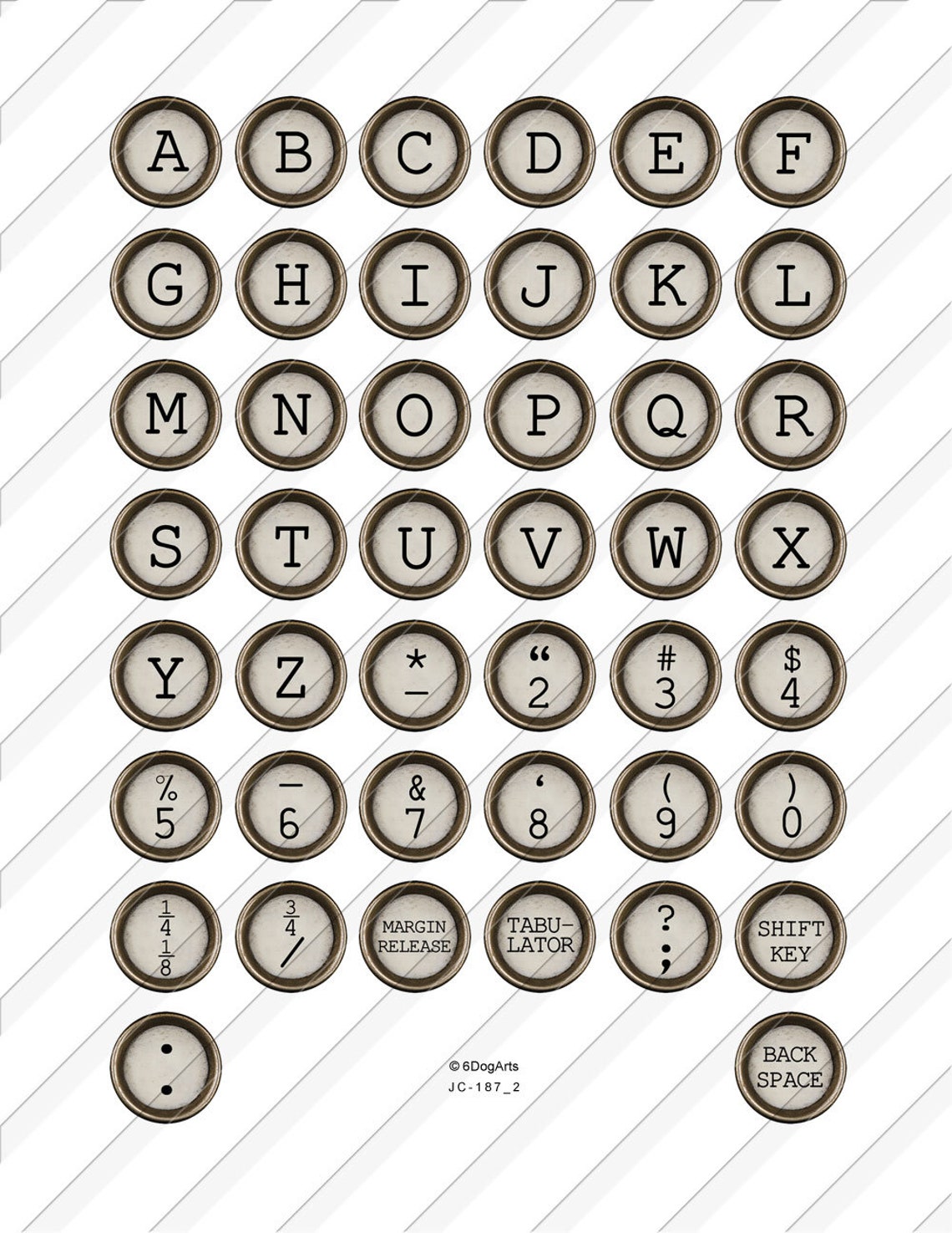 Old Typewriter Keys Digital Collage Sheets Printable Download - Etsy