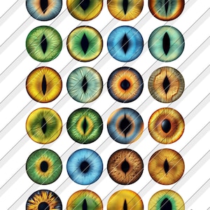Cat Tiger Lion Eyes Digital Collage Sheets Printable Iris Chips Doll ...