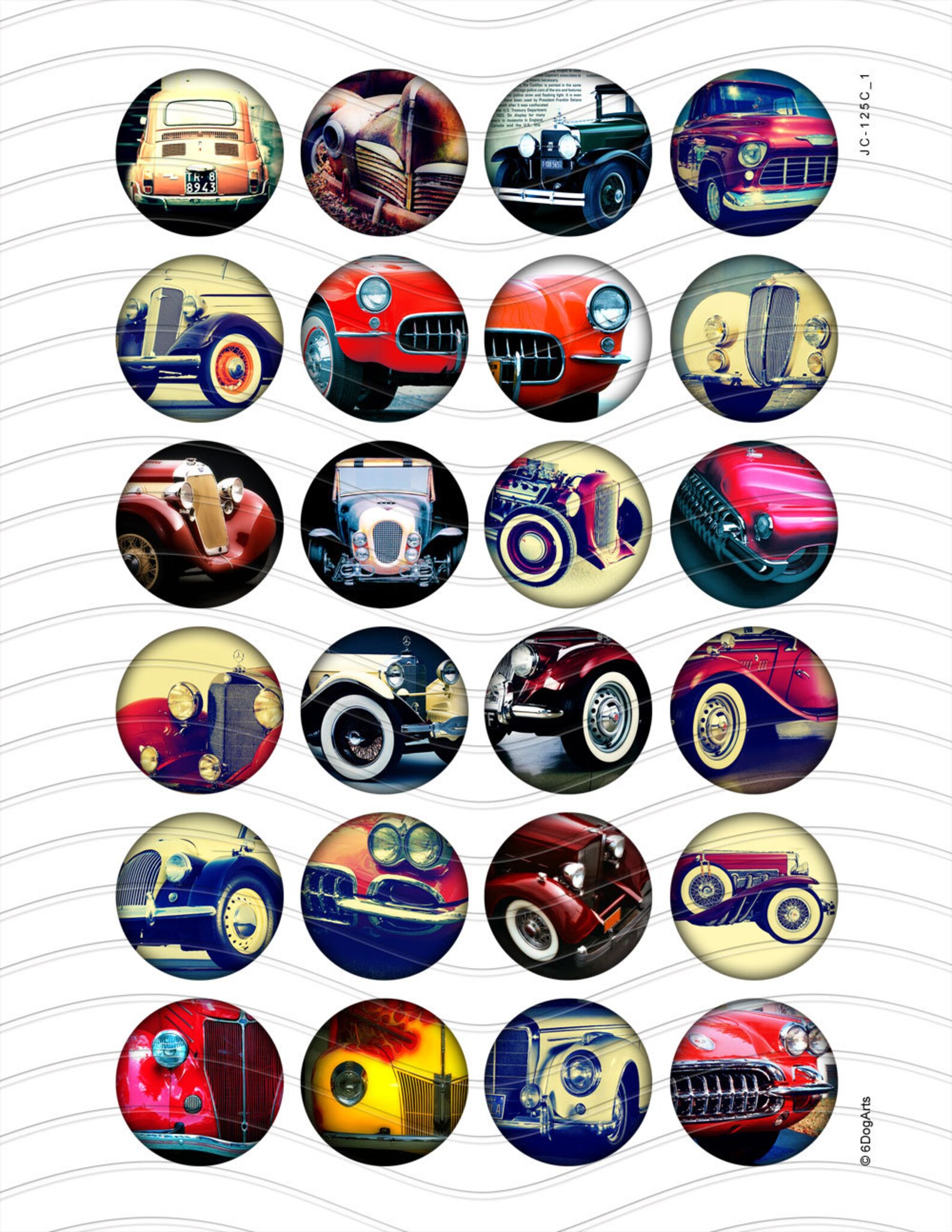 Retro Car Digital Collage Sheets Printable Downloads for - Etsy