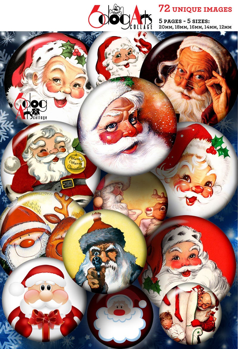 72 Santa Claus Christmas Images Digital Collage Sheets | Etsy