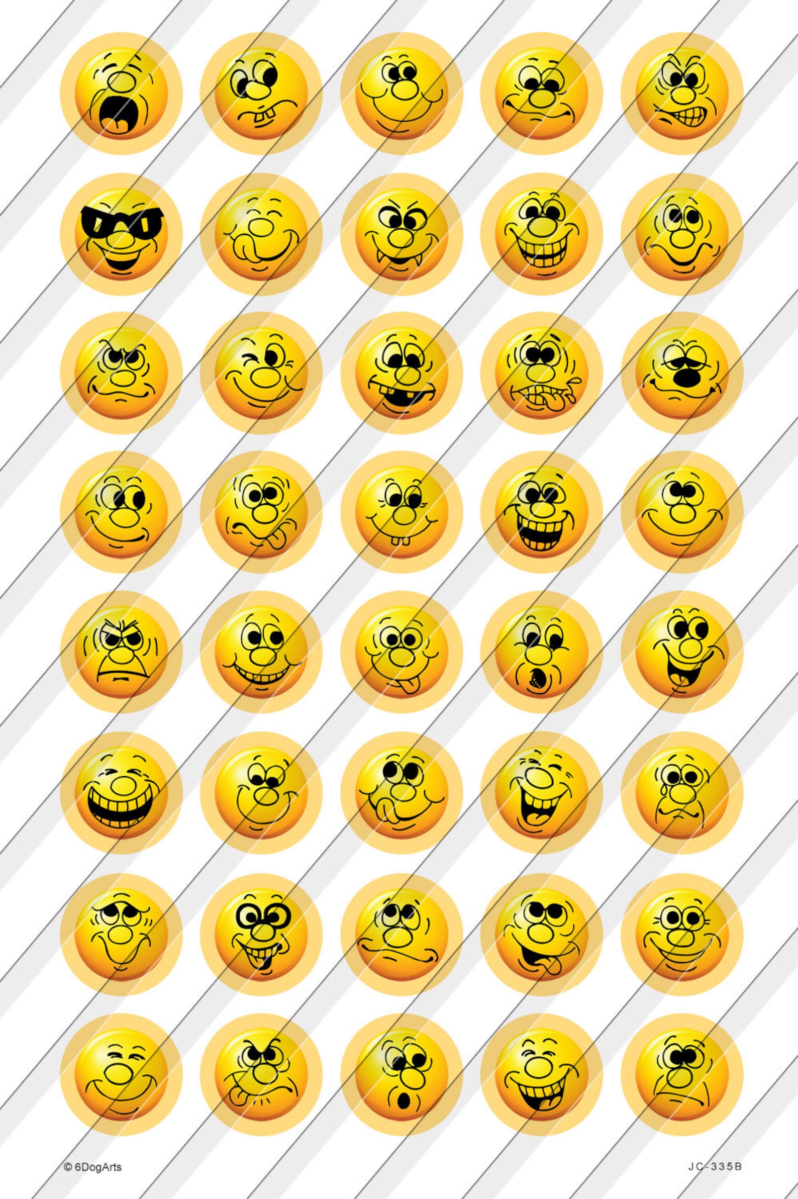 Smileys Emoji Digital Collage Sheets Printable Download - Etsy