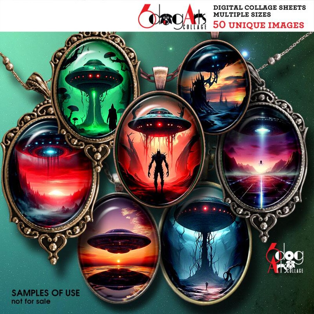 Extraterrestrial UFO Aliens Digital Collage Sheets Printable Images ...
