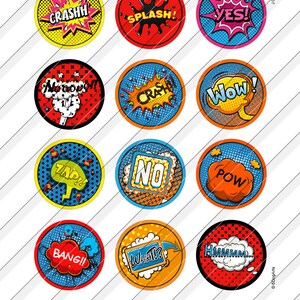 Comic Book Exclamations 2" Circles Digital Collage Sheets Printable ...