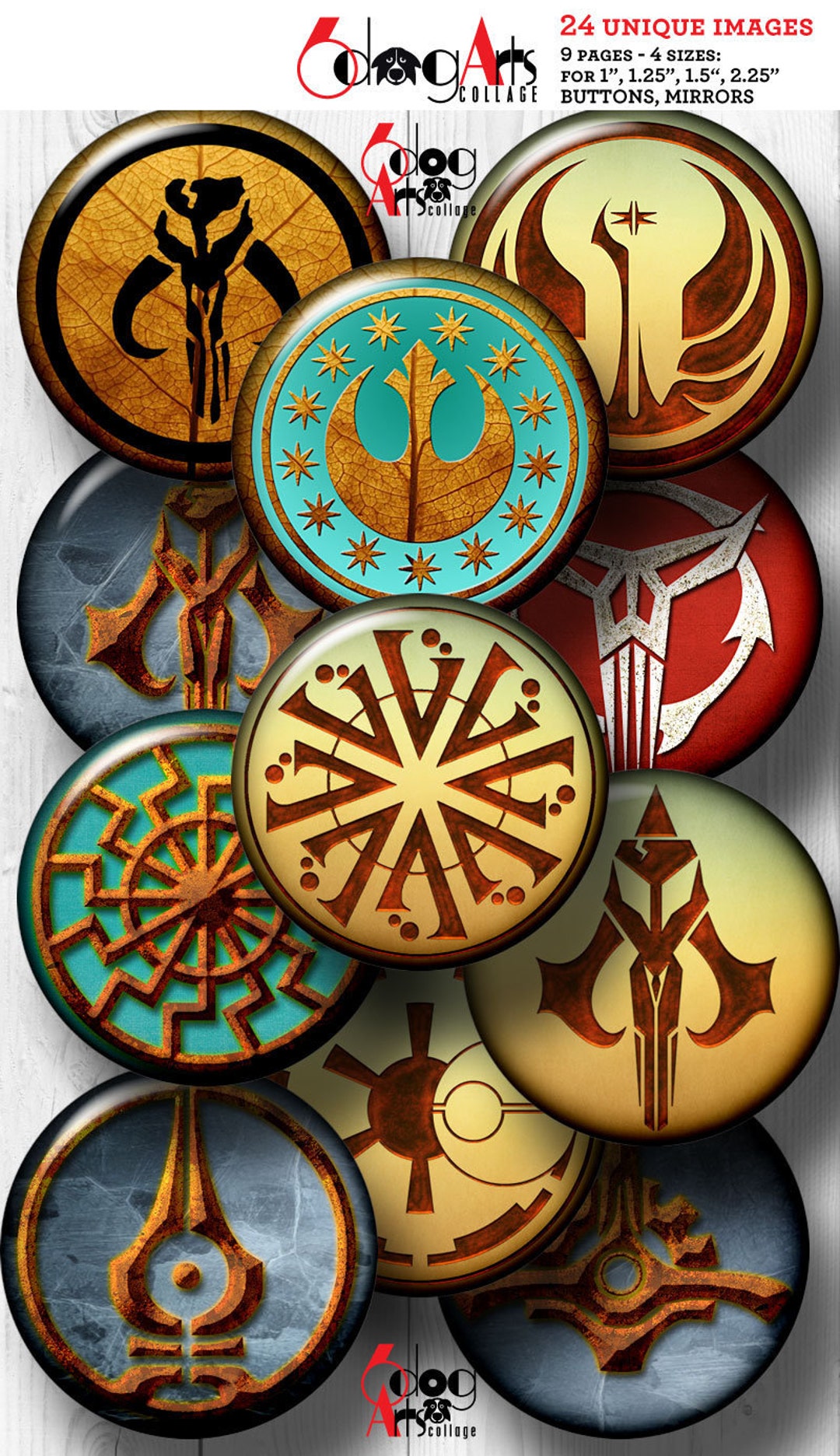 Star Wars Emblems Digital Collage Sheets 2.625 - Etsy