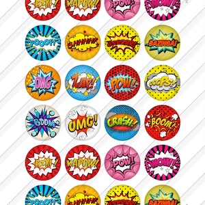 Comic Book Exclamations Digital Collage Sheets Printables for Glass ...