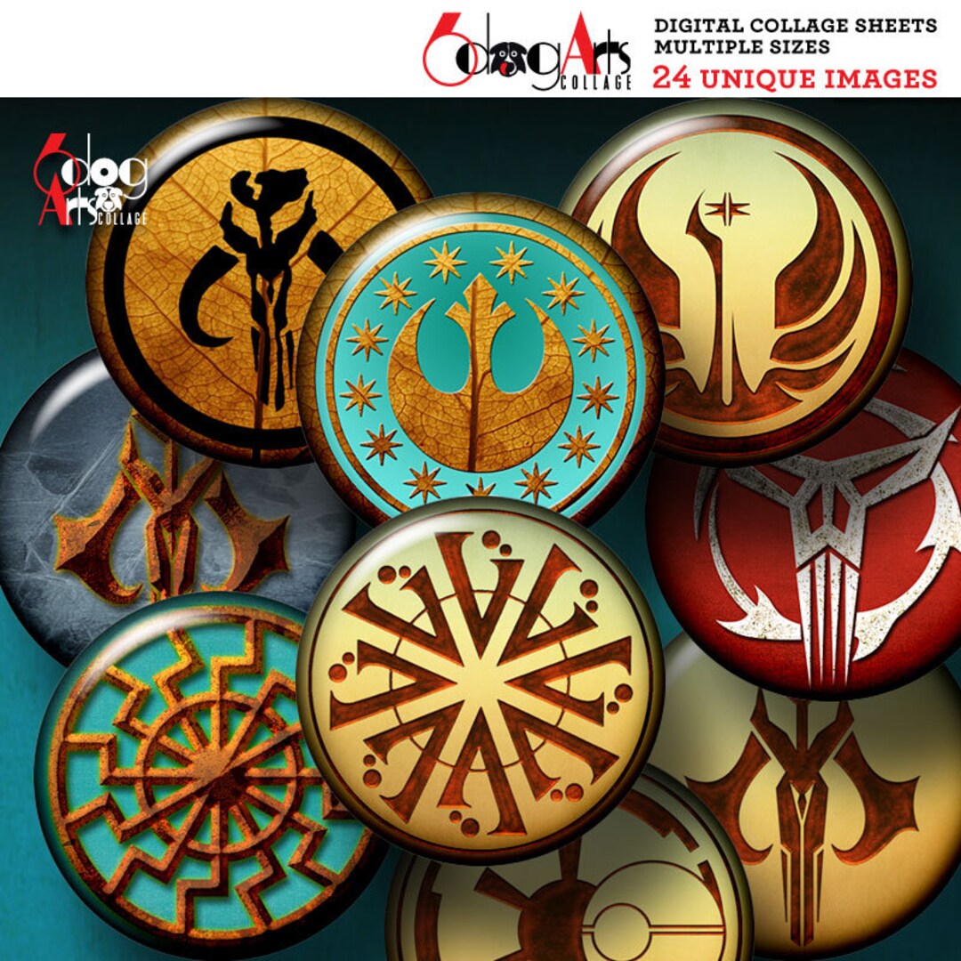Star Wars Emblems Digital Collage Sheets 2.625" 1.85" 1.629" 1.313 ...