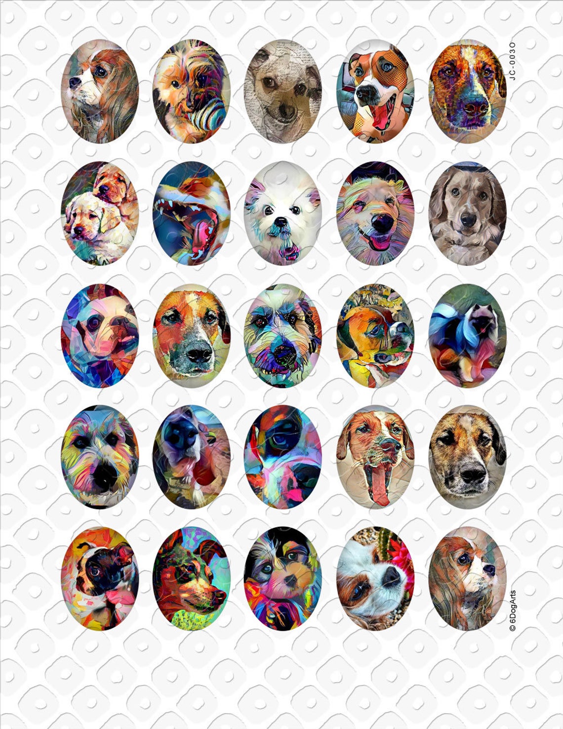 Dog Painting Digital Collage Sheets Printable Download | Etsy