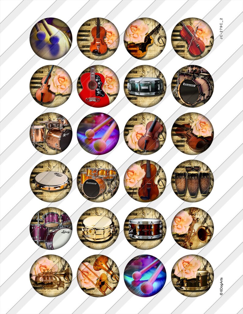 Musical Instruments Digital Collage Sheets Printable Downloads - Etsy