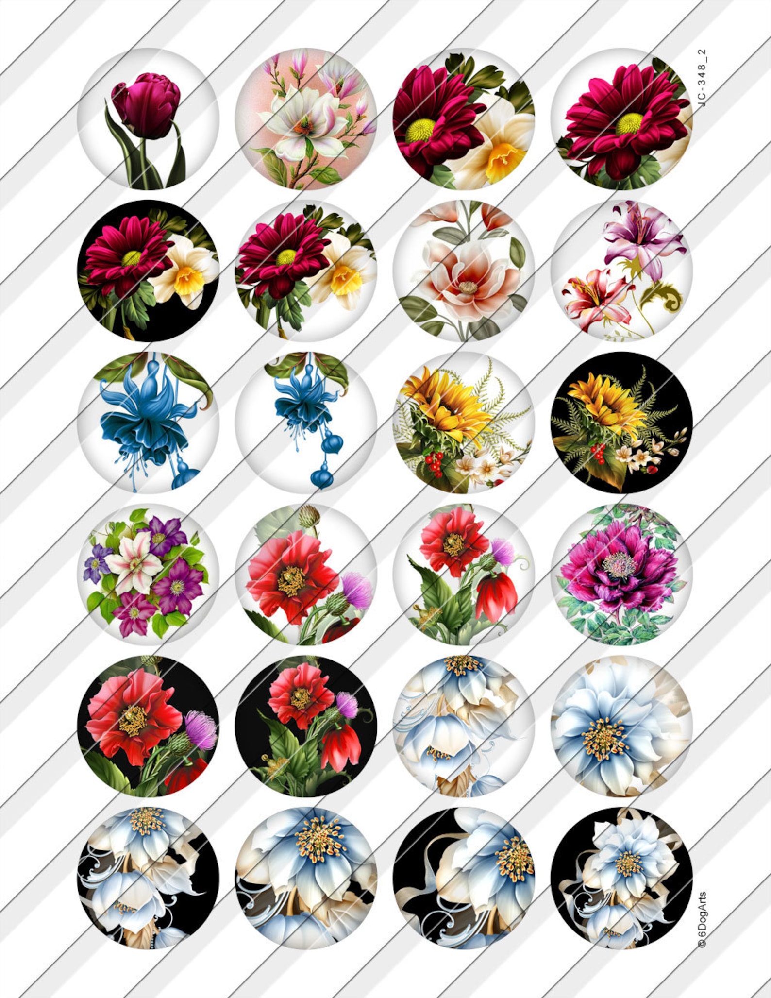 Flowers Digital Collage Sheets Printable Downloads Mini Bottle Caps ...