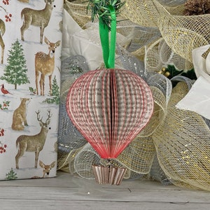 Red Hot Air Balloon Book Page Ornament 3D Book Ornament - Etsy