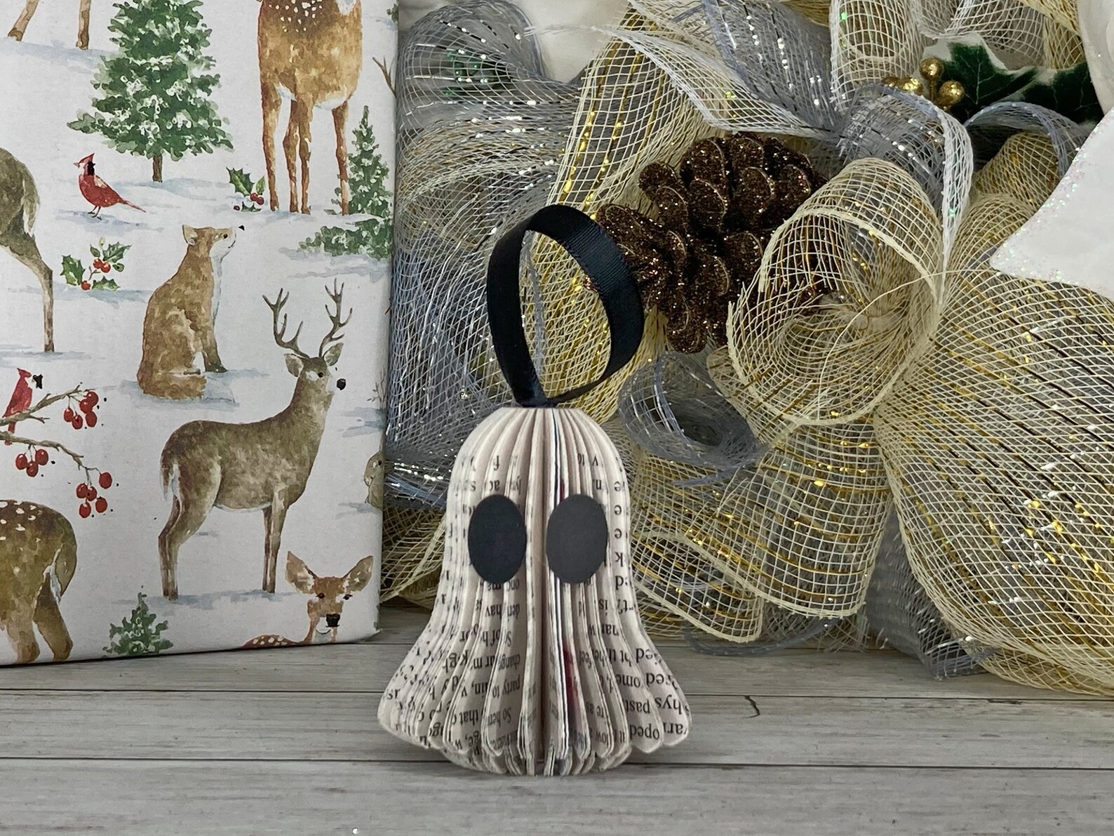 Ghost Book Page Ornament - 3D Ghost Book Ornament - Christmas Ghost ...
