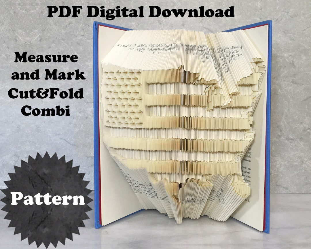 Book Folding Pattern - US Flag Map - Cut&fold Combi - 2 Sizes ...