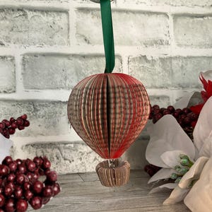 Red Hot Air Balloon Book Page Ornament - 3D Book Ornament - Christmas ...