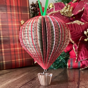 Red Hot Air Balloon Book Page Ornament 3D Book Ornament - Etsy