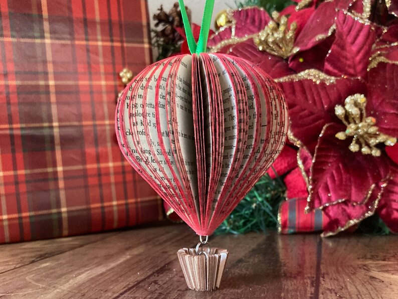 Red Hot Air Balloon Book Page Ornament 3D Book Ornament - Etsy
