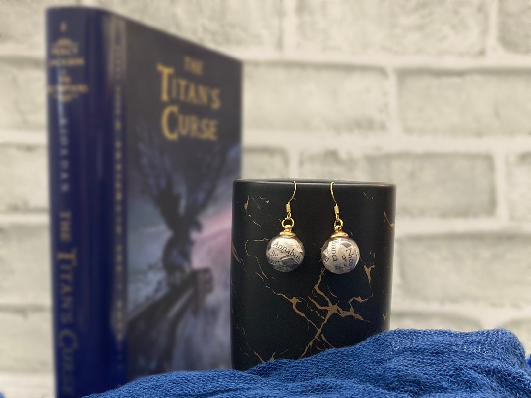 The Titan's Curse Book Page Earrings - Percy Jackson Globe Earrings ...