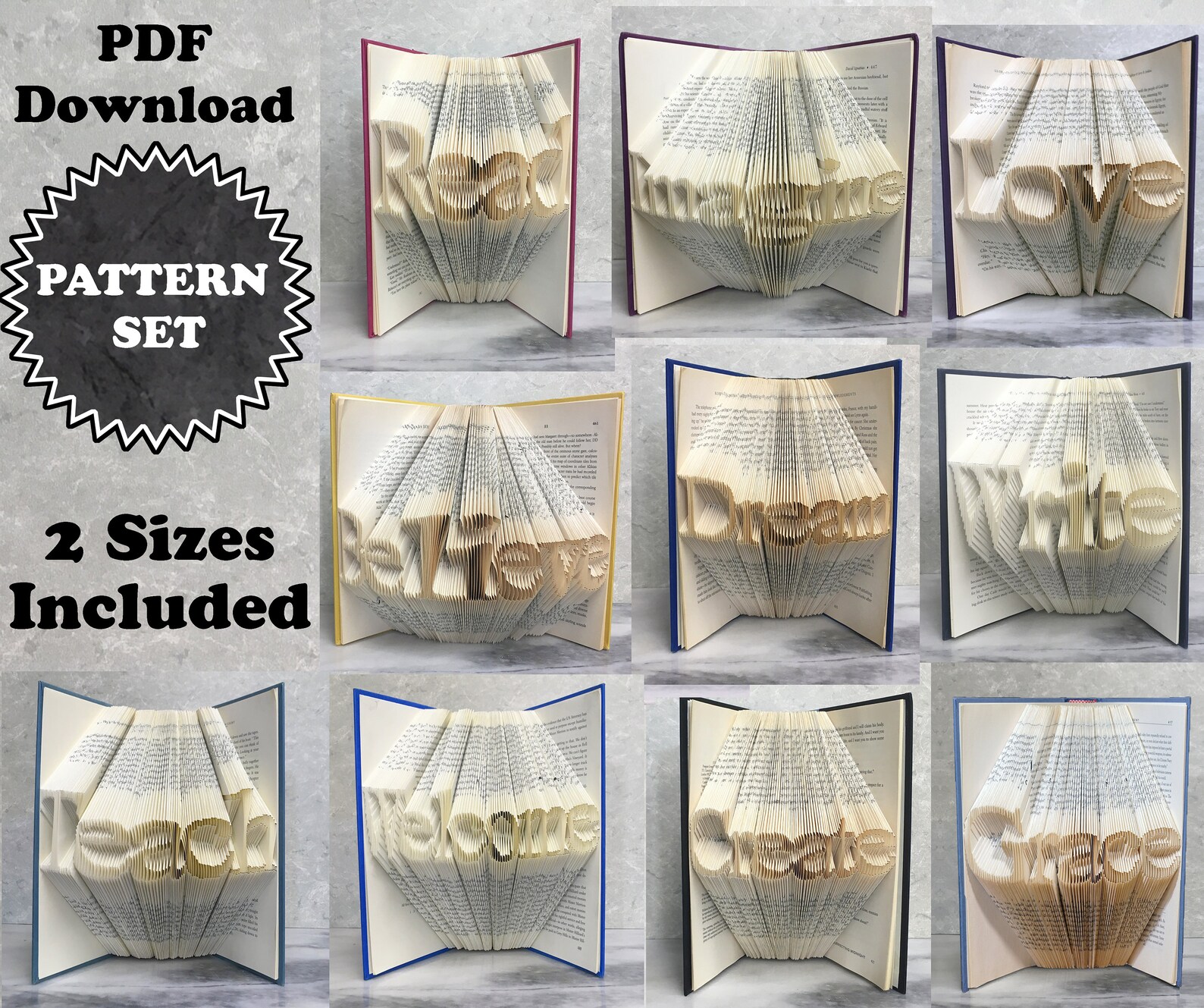 Book Folding Pattern Set 10 Popular Words Fold Only - Etsy