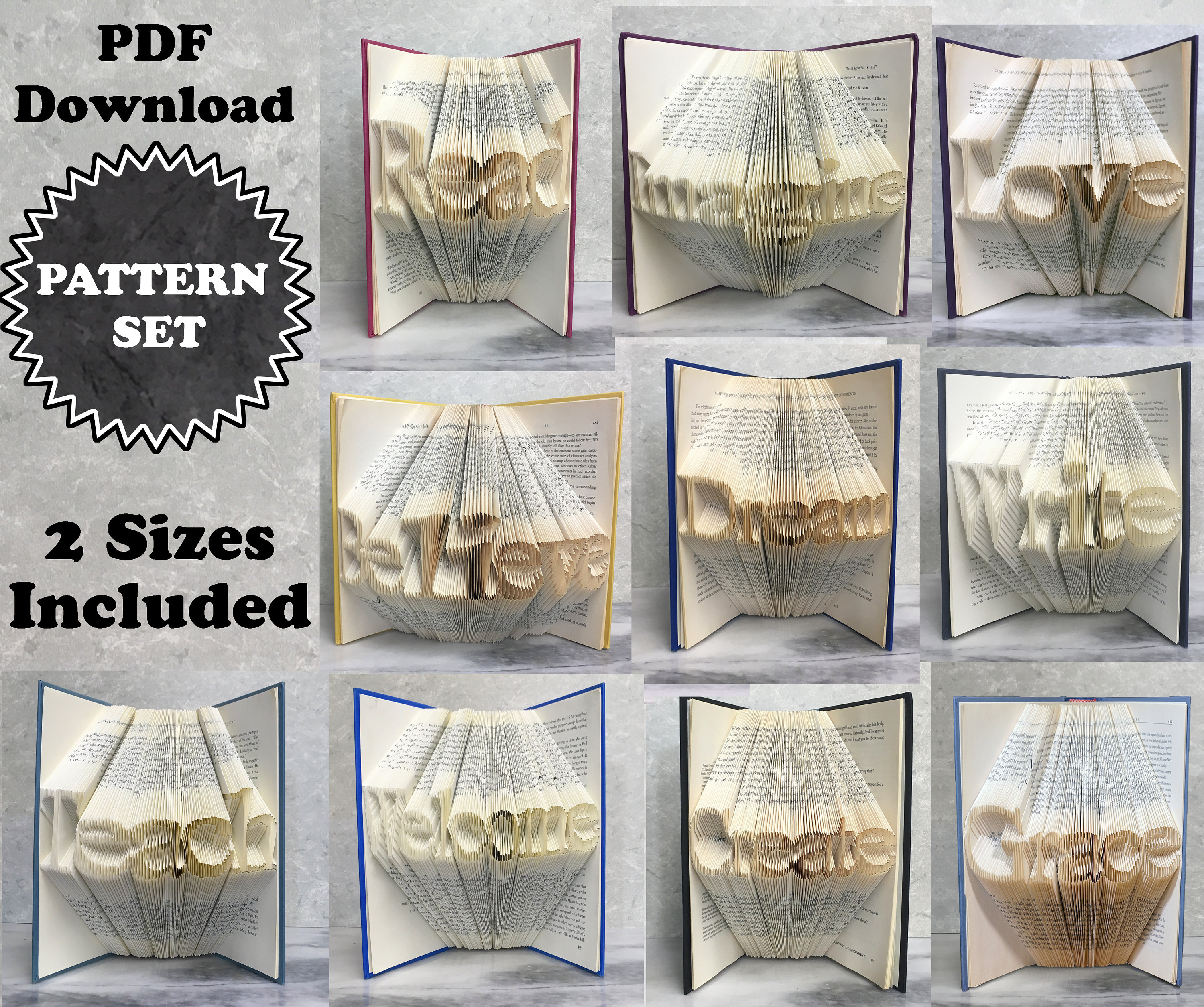 Book Folding Pattern Set 10 Popular Words Fold Only - Etsy
