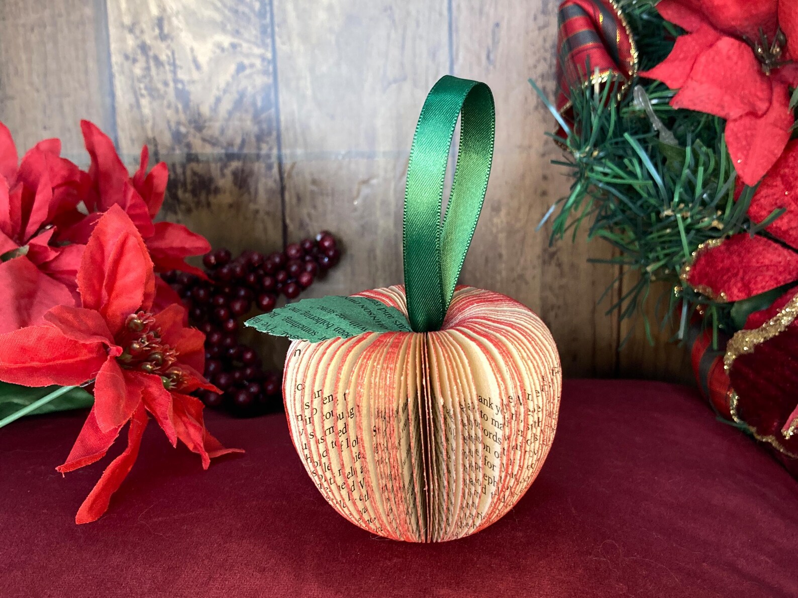 Apple Book Page Ornament - 3D Apple Book Ornament - Christmas Apple ...