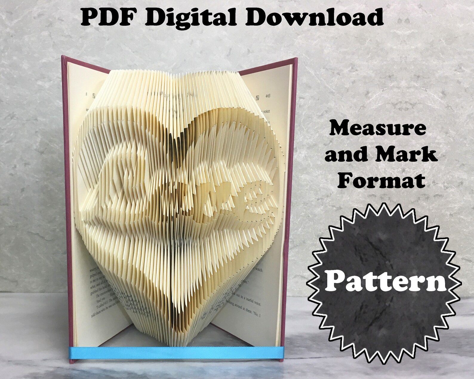 Book Folding Pattern - Love in a Heart - Fold Only - 2 Sizes - Free ...