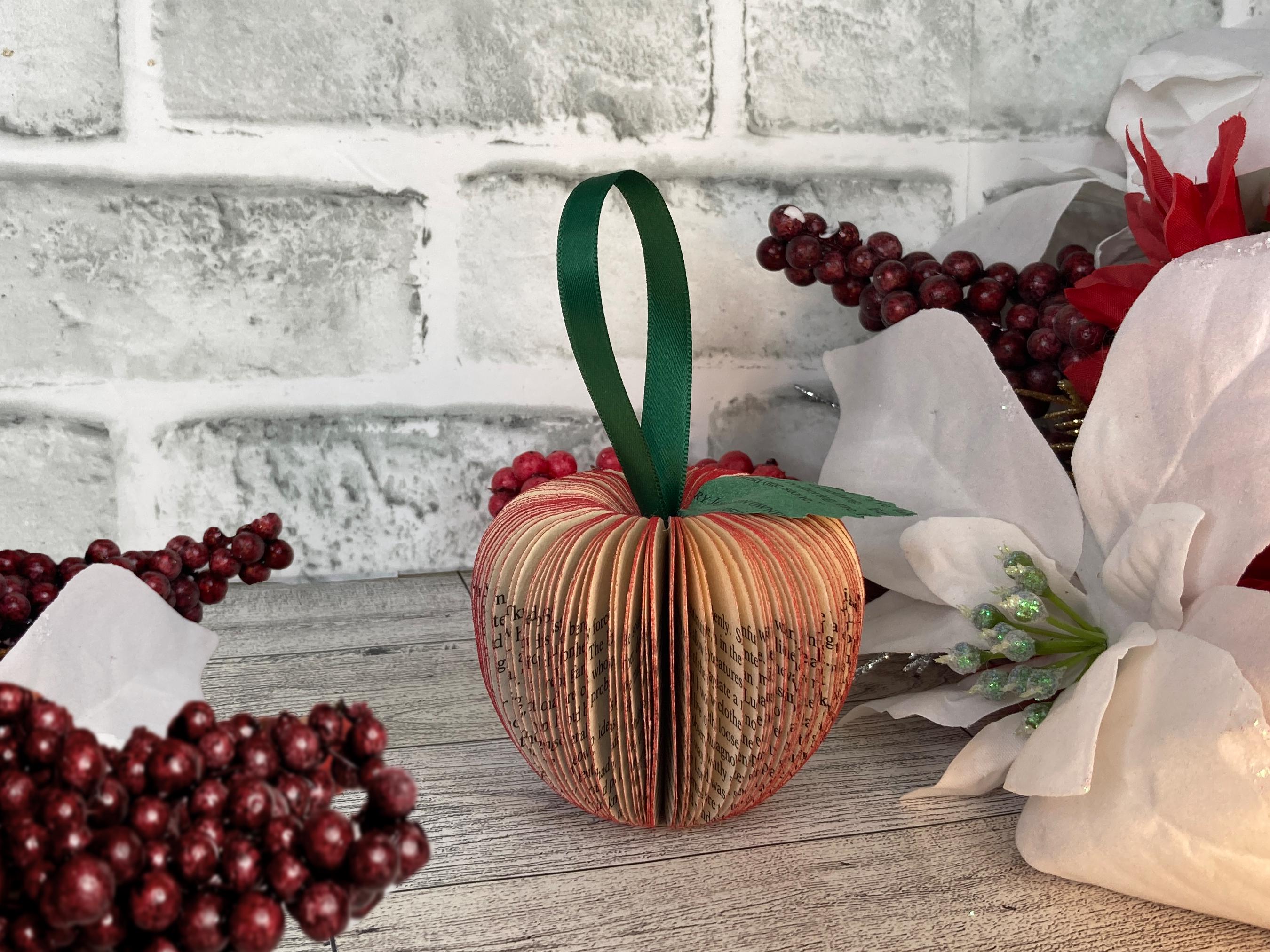 Apple Book Page Ornament - 3D Apple Book Ornament - Christmas Apple ...