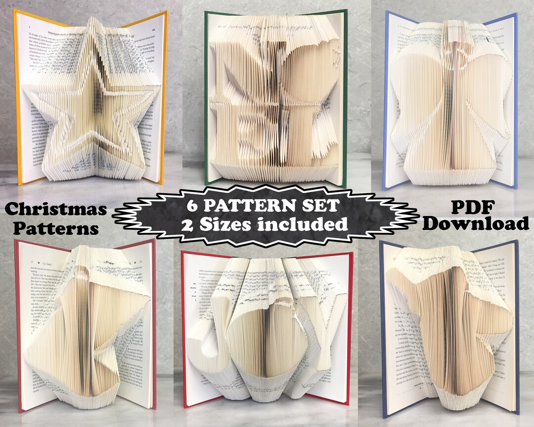Christmas Book Folding Patterns | Book Patterns | Holiday Book Patterns | DIY Book Sculptures ...