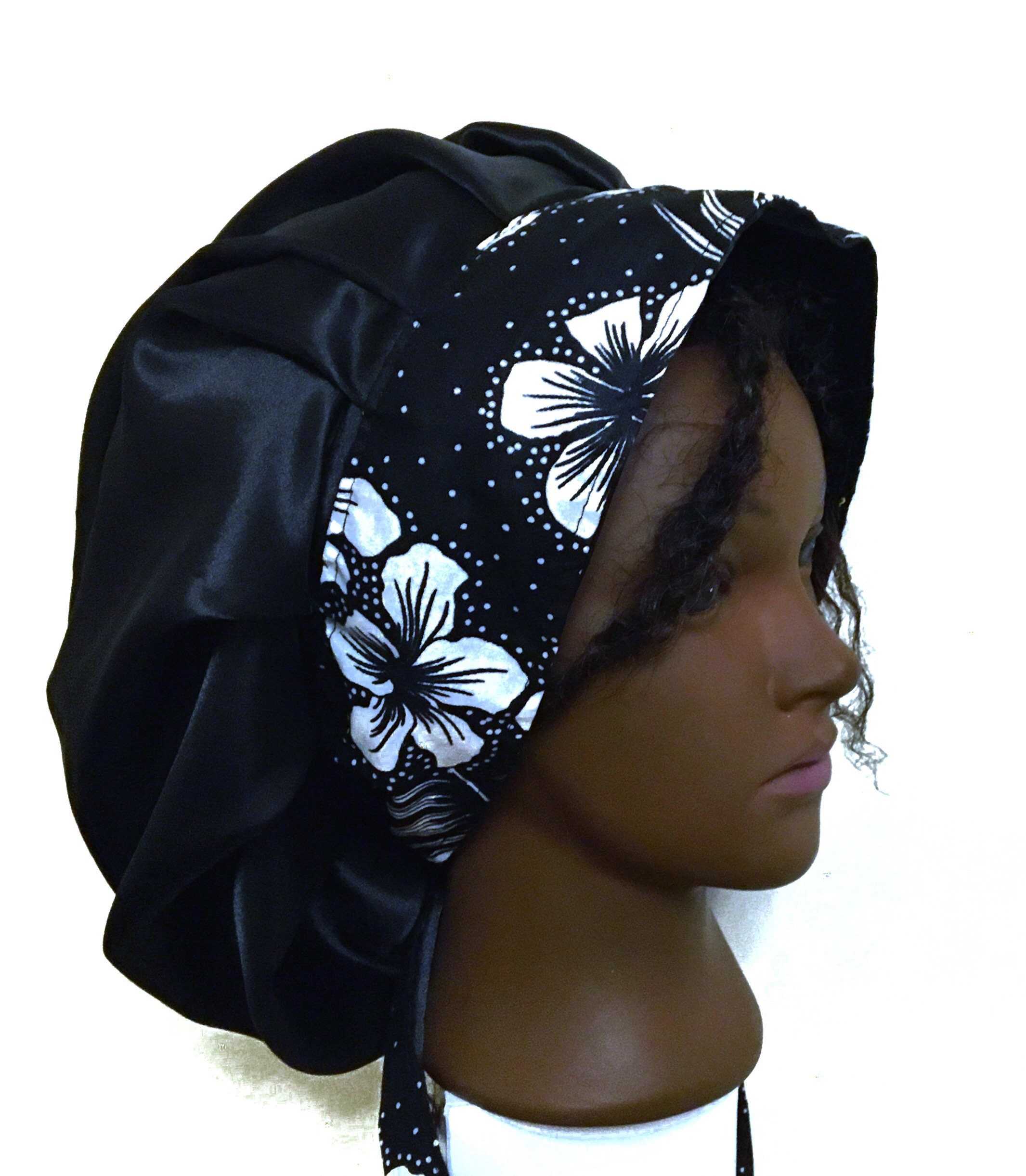 Double layered adjustable polyester satin bonnet with tie | Etsy