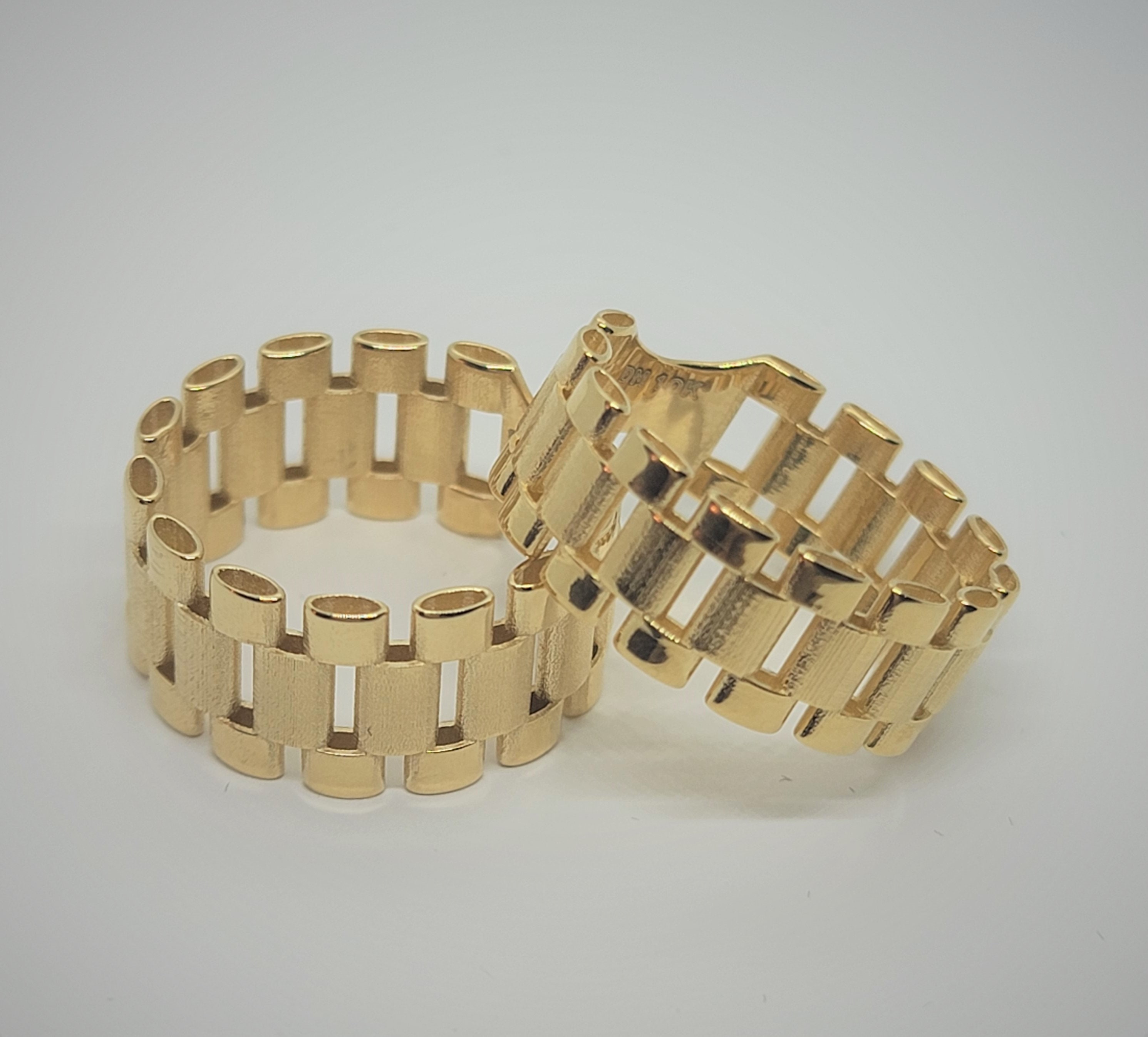 10K Yellow Gold Rectangular Brick Ring for Men - Etsy