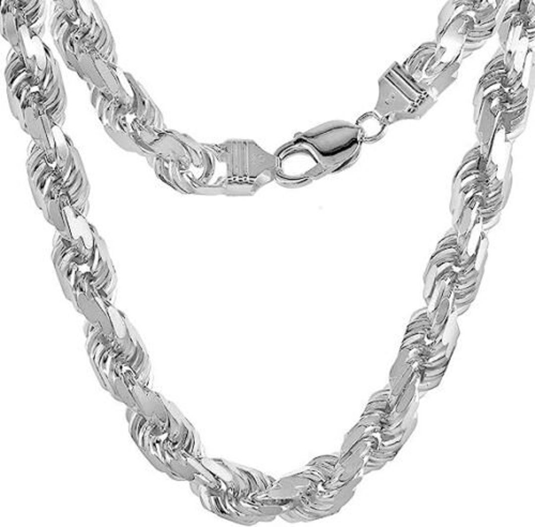 925 Sterling Silver Solid Rope Diamond Cut D/C Necklace Bracelet Chain ...
