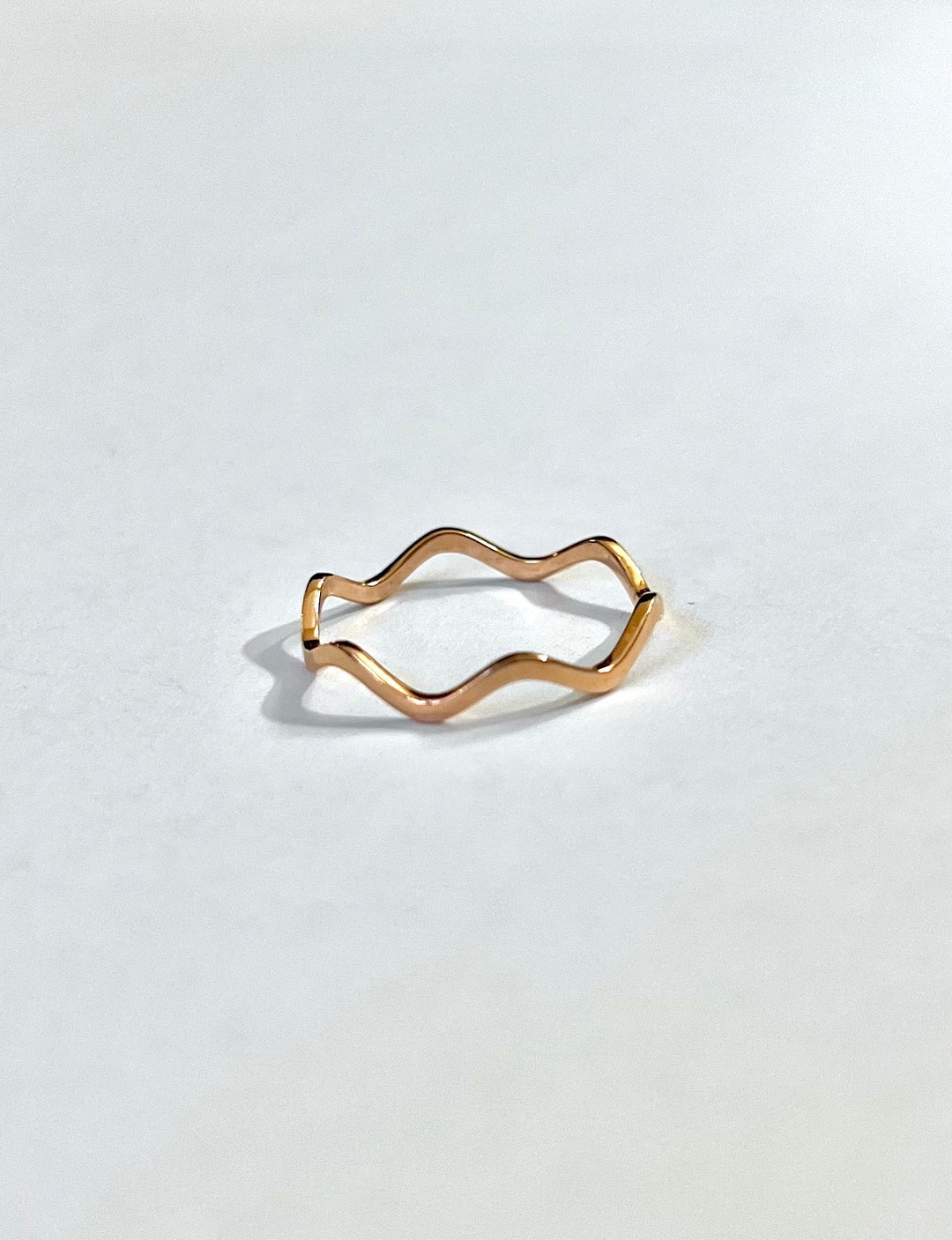 14K Solid Gold Handmade Thin Zigzag Wave Ring Band - Etsy