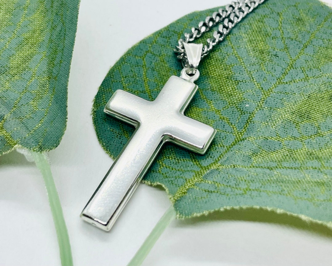 925 Sterling Silver Simple Cross Pendant 1.1 Inch - Etsy