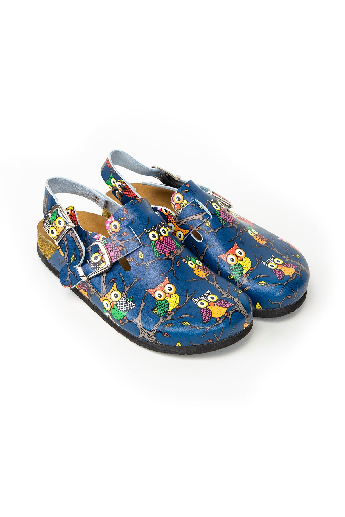 Owl Patterned Woman's Slingback Cork Clog | Etsy