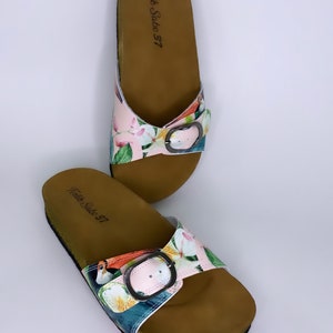 Tropical Patterned Woman's Cork Sandal Clog | Etsy