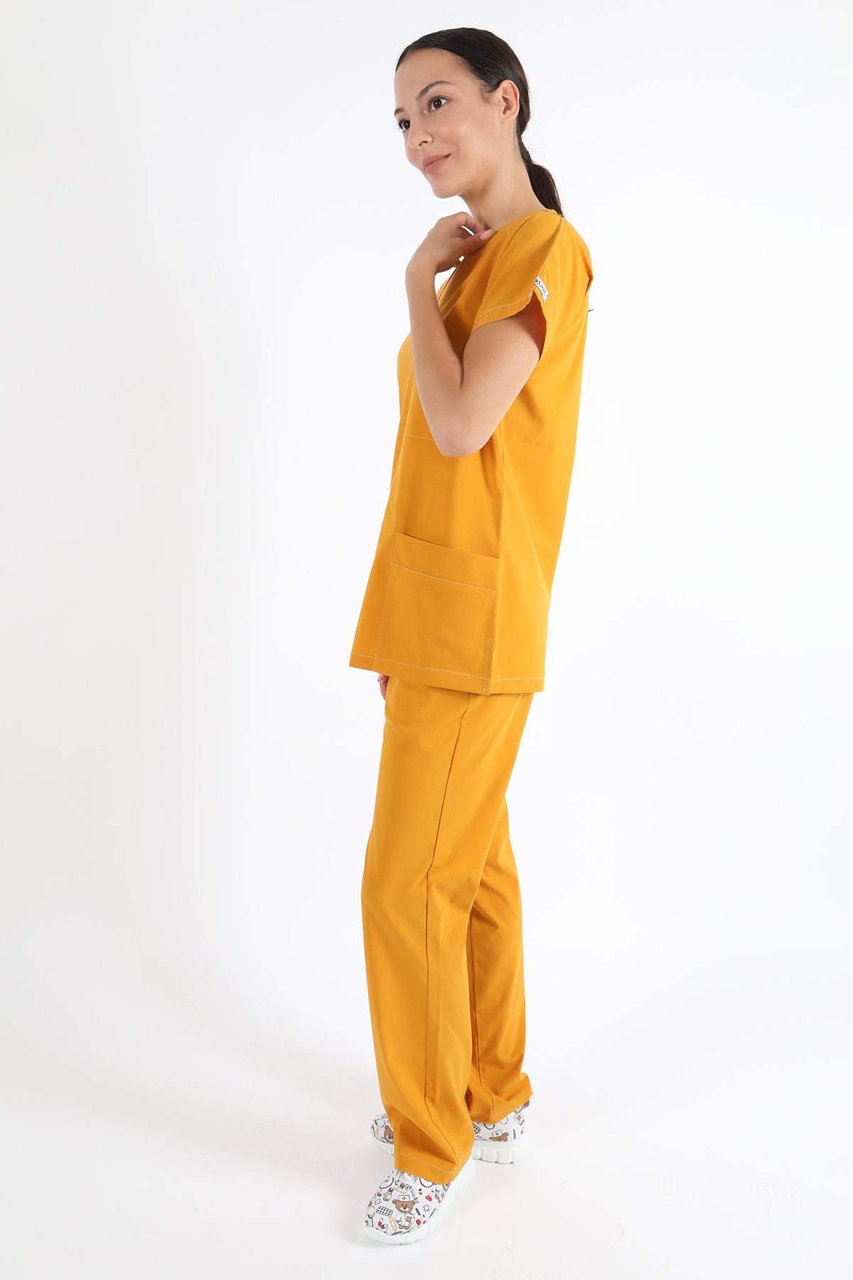 Soft Mustard Color Nurse Scrub Set Nurse Uniform Custom - Etsy