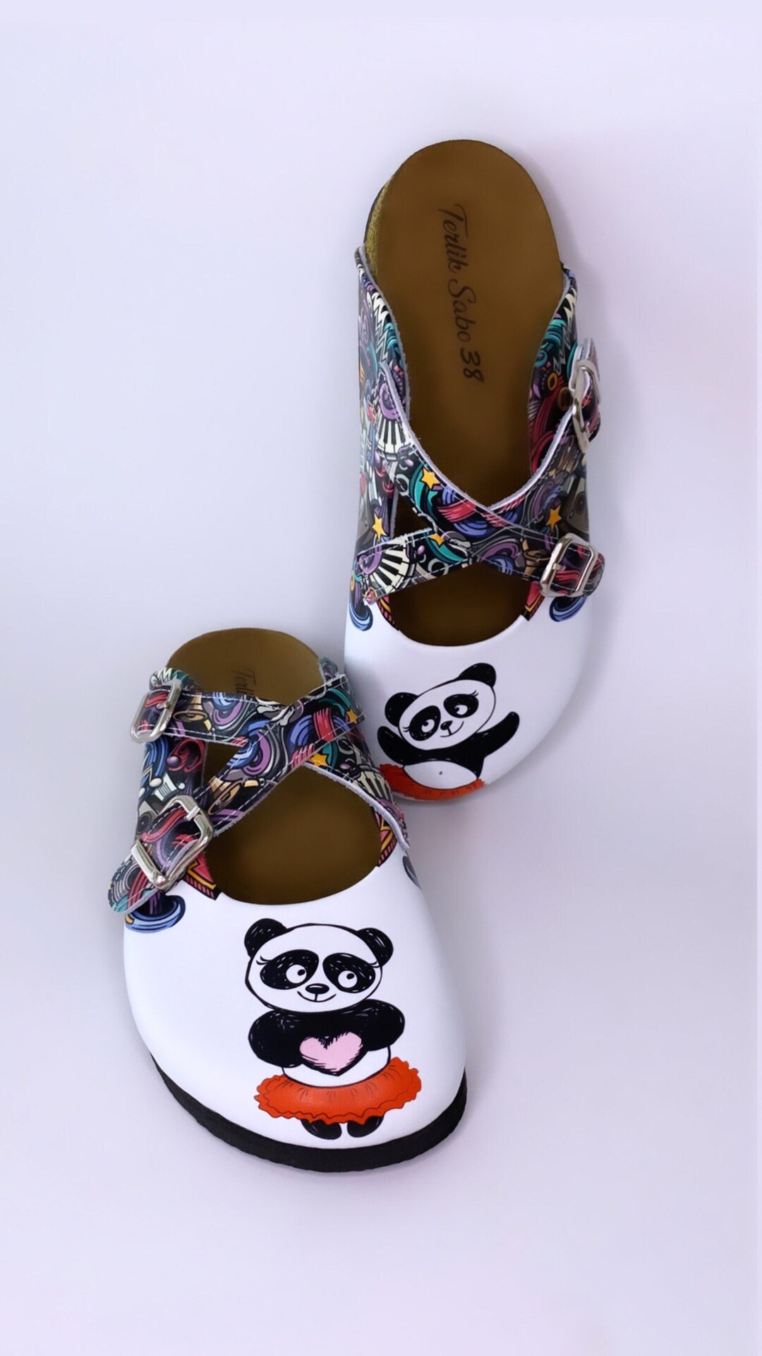 Dancer Panda Patterned Cork Clogs-slippers-mules - Etsy