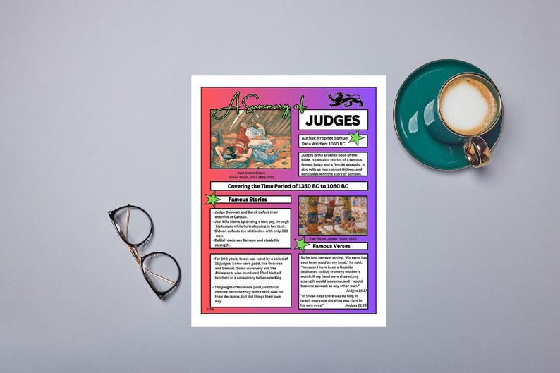 Printable Bible Study Chart: “A Summary of Judges” / Digital Download ...