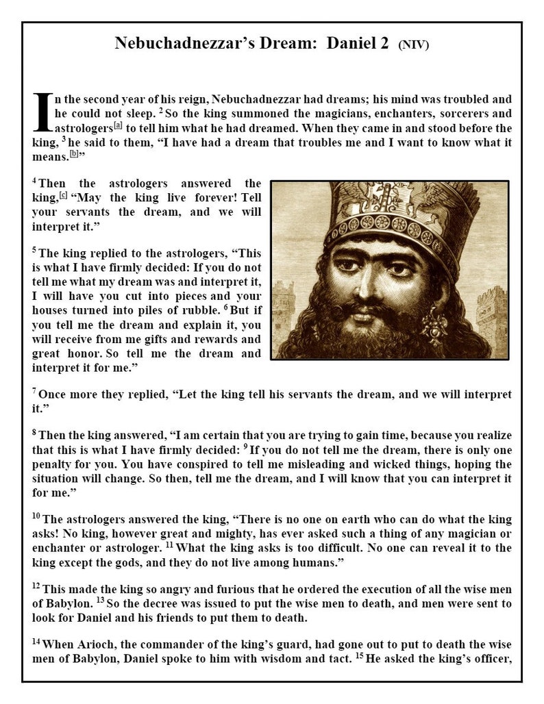 Nebuchadnezzar’s Dream Chart – Daniel 2 Prophecy Bible Study Aid ...