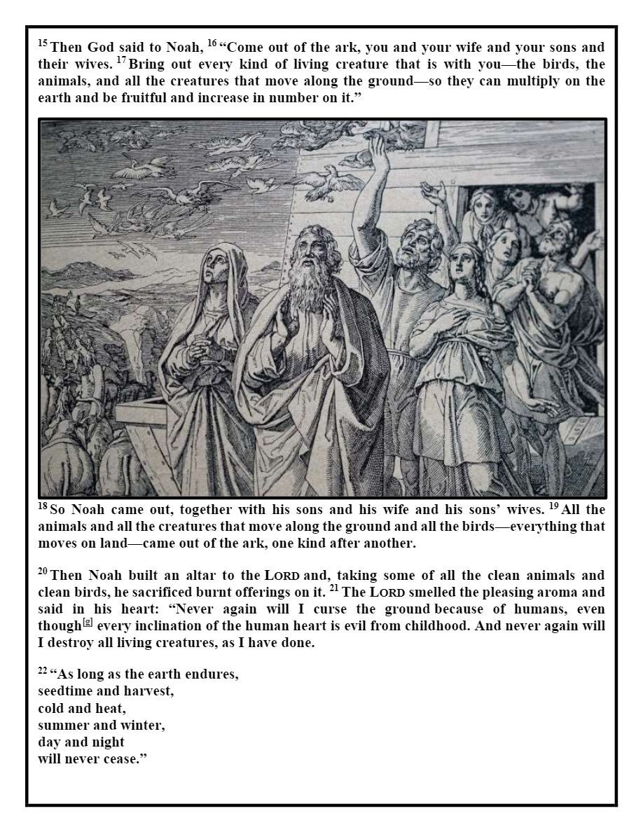 Printable Bible Study Aid, Illustrated: Genesis 6-8, Noah and the Flood ...