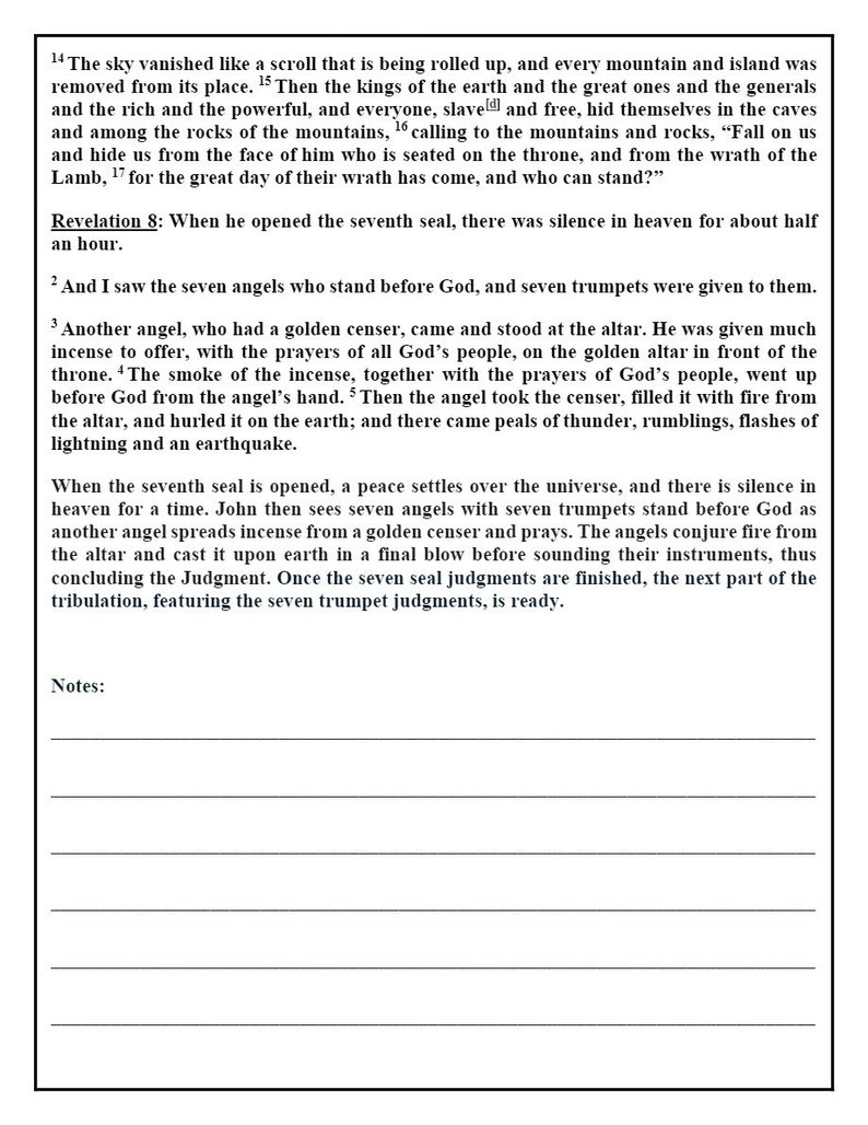 Seven Seals Chart - Revelation Bible Study Aid (digital Download) - Etsy