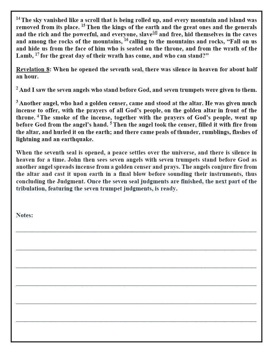 Seven Seals Chart - Revelation Bible Study Aid (digital Download) - Etsy