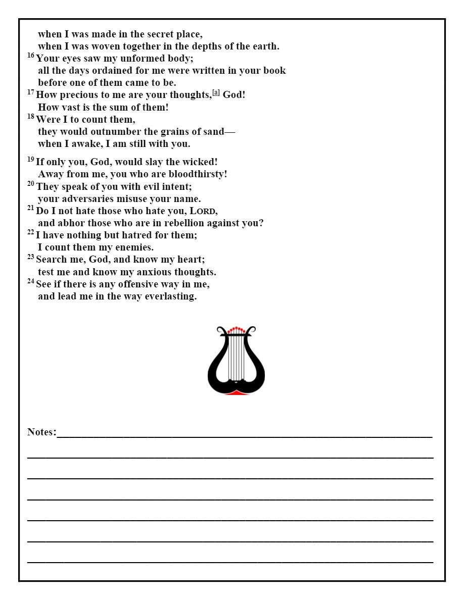 Printable Bible Study Aid, Illustrated: Psalm 139 NIV / Digital ...