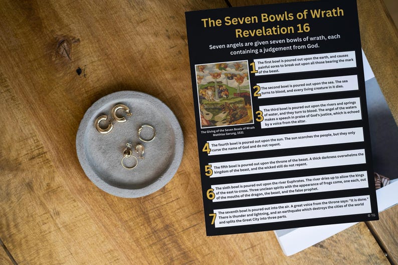 Printable Bible Study Chart, Illustrated Diagram, “the Seven Bowls of ...