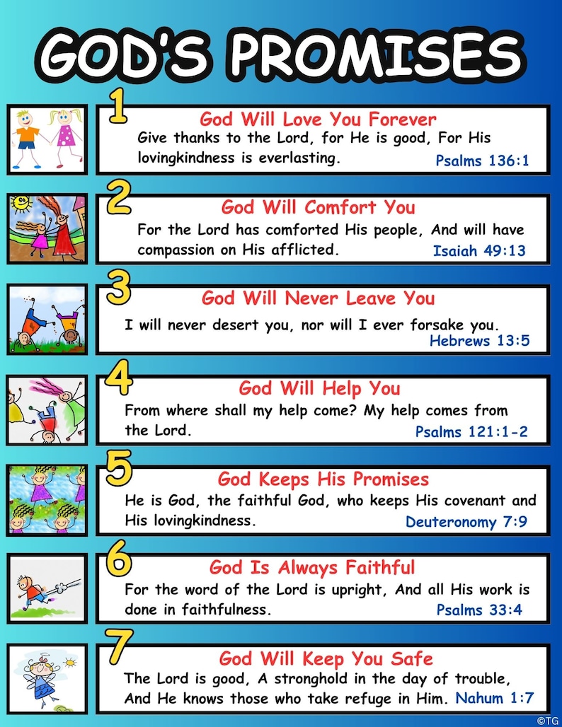 God’s Promises / Printable Bible Chart for Kids – Illustrated Christian ...