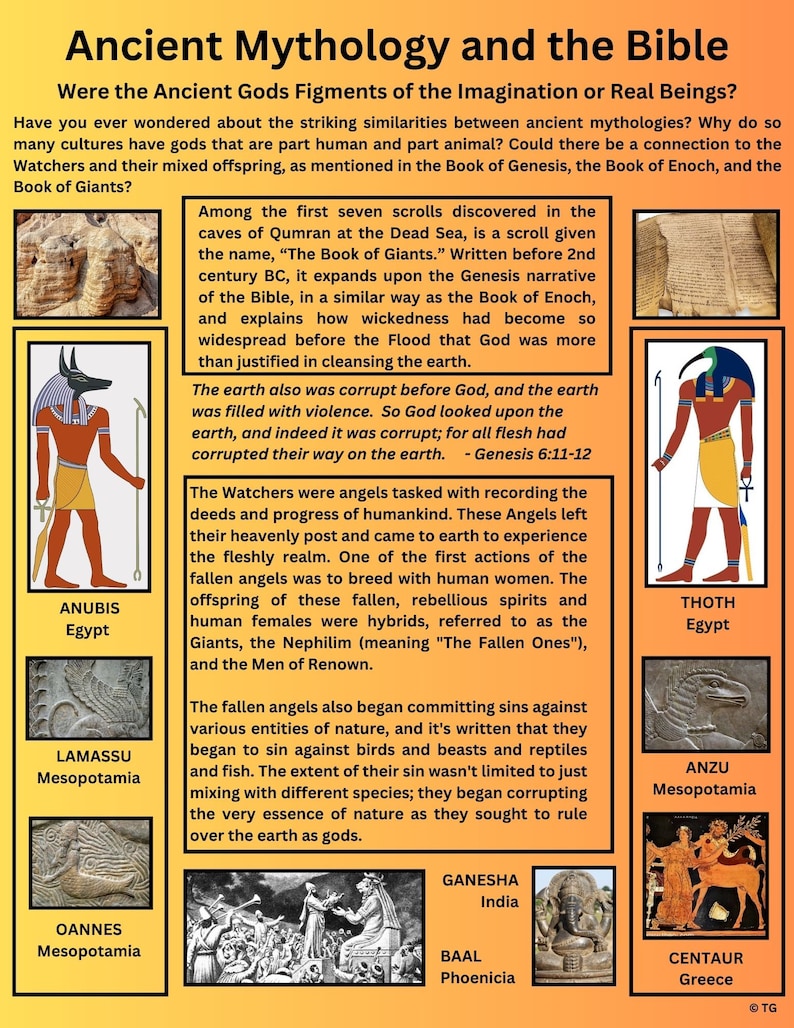 Ancient Mythology and the Bible Chart / Printable Bible Study Aid With ...