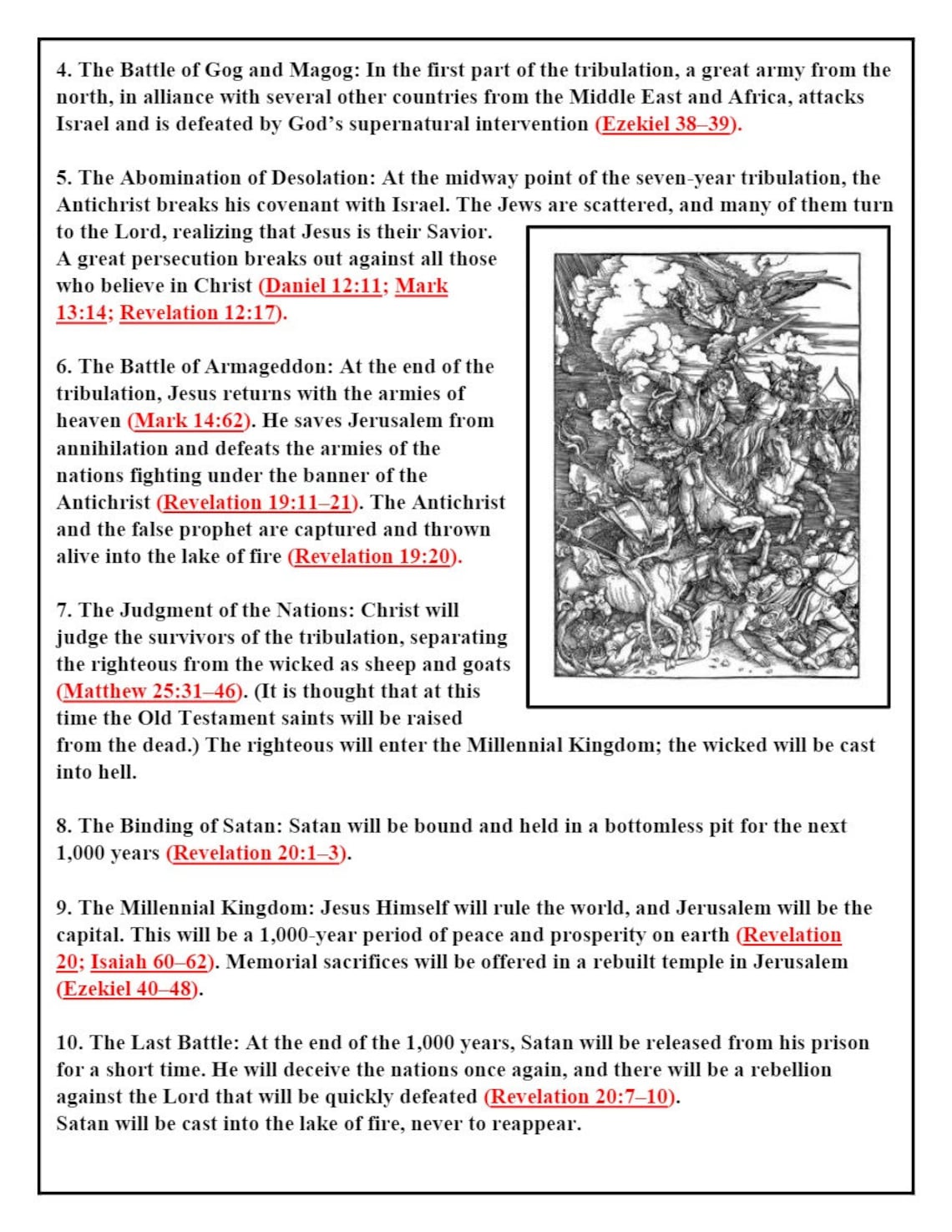 Printable Bible Study Aid, Illustrated: Chart of the End Times/ Digital ...