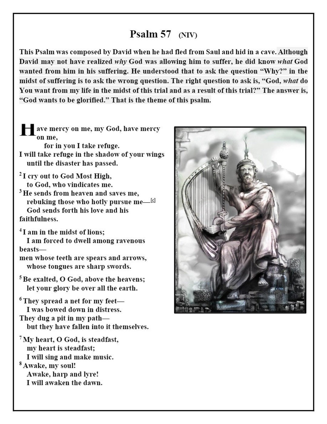 Printable Bible Study Aid, Illustrated: Psalm 57/ Digital Download - Etsy