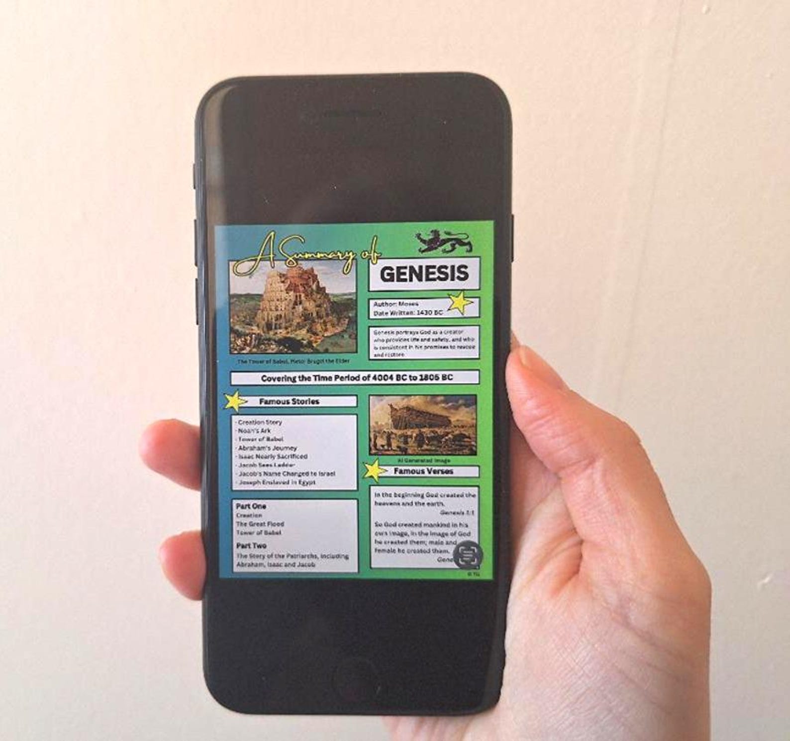 Printable Bible Study Chart: “A Summary of Genesis” / Digital Download ...