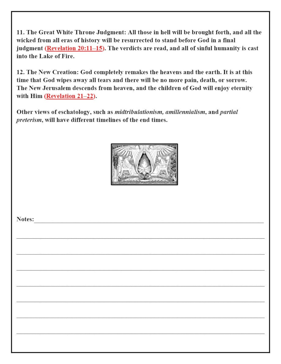 Printable Bible Study Aid, Illustrated: Chart of the End Times/ Digital ...